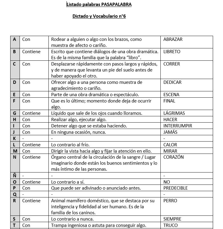 Actividad para trabajar vocabulario | Educando Juntos